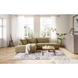 Musterring Ecksofa &raquo;Lucia bequem, elegant & zeitlos, elegante Sofa ohne Armlehnen&laquo; mit gro&szlig;em Longchair, verschiedene Farben, B304 x T224 cm gr&uuml;n 100% Polyester 