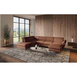 Home Affaire Wohnlandschaft &raquo;Calypso U-Form&laquo; wahlweise mit motorischer Relaxfunktion braun 100%Polyester B/H/T: 334cm x 85cm x 227cm, Luxus-Microfaser
