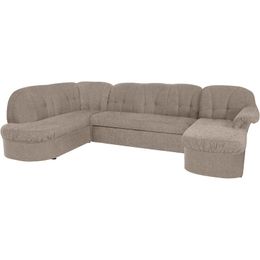 DOMO collection Wohnlandschaft &raquo;Pegnitz, zeitlos&modern, elegante R&uuml;ckensteppung, Breite 292cm, U-Form&laquo; wahlweise mit Bettfunktion braun 100% 
