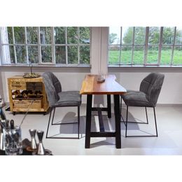 GUTMANN FACTORY Barhocker 1 Stk. tlg. grau 100% Polyester B/H/T: 60cm x 105cm x 62cm, Chenille
