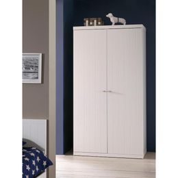 Vipack Kleiderschrank Made in Europe, Kleiderschrank mit 2 T&uuml;ren, H&auml;ngem&ouml;glichkeit und W&auml;schef&auml;chern wei&szlig; Wei&szlig;, B/H/T: 110cm x 205cm x 57cm, T&uuml;ren: 2 Stk., 