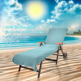 Kinzler Strandtuch &raquo;Frottee-Liegenbezug, 100% Baumwolle, Schonbezug f&uuml;r Gartenliegen&laquo; Liegen-Handtuch, Uni Farben, 78x200 cm, auch als 2er Set blau 