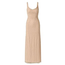 Adrianna Papell Langes Abendkleid Bead Mesh Long Dress in Shell | Gr.: 44
