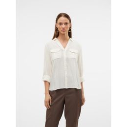 V&eacute;ro Moda Vero Moda Damen Hemdbluse &raquo;VMBUMPY LS GLITTER SHIRT WVN GA NOOS&laquo; mit Glitzereffekt wei&szlig; M