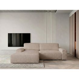 WERK2 Ecksofa &raquo;Rotterdam-L 267 x 165 cm modern und bequem&laquo; Breitcord, L-Form, Schlaffunktion, Bettkasten grau 100% Polyester B/H/T: 267cm x 85cm x 
