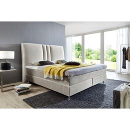 ATLANTIC HOME COLLECTION Boxspringbett &raquo;Rita&laquo; mit Topper und hohen Kopfteil grau Bezug Bett: Samtvelours (100% Polyester);Bezug Matratze: 100% 
