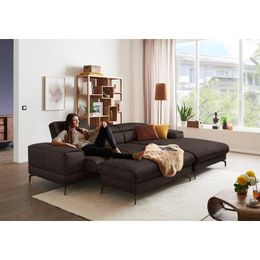 W.Schillig Polsterhocker &raquo;piedroo&laquo; F&uuml;&szlig;e in Bronze pulverbeschrichtet braun Stoff S37 (100% Polyester): Luxus-Microfaser in Lederoptik B/H/T: 141cm x 
