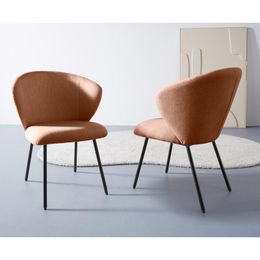 LeGer Home by Lena Gercke Esszimmerstuhl &raquo;Galilea&laquo; (Set) 2 Stk.mit elegantem Strukturstoffbezug und stabilem Metallfu&szlig; braun Polyester B/H/T: 63cm x 