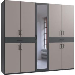 wimex Dreht&uuml;renschrank &raquo;Tibet&laquo; mit Schubk&auml;sten auf bequemer Zugriffsh&ouml;he grau Holzwerkstoff B/H/T: 225cm x 208cm x 58cm, Schubladen: 2 Stk. T&uuml;ren: 9 Stk.