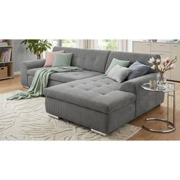 DOMO collection Ecksofa &raquo;TREVISO viele Bez&uuml;ge, auch in Cord, L-Form, 267x178 cm&laquo; mit Bettfunktion, inkl. Zierkissen, Unser Dauertiefpreis grau 100% 