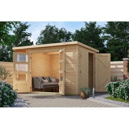 Konifera Gartenhaus &raquo;Pinta&laquo; braun Massivholz Fu&szlig;boden im Gartenhaus, Dachfolie