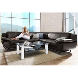 Trendmanufaktur Ecksofa &raquo;Rondo wahlweise mit Schlaffunktion, 267x247 cm (BxT), breite Armlehnen&laquo; L-Form, wahlweise mit Federkern bestellbar, F&uuml;&szlig;e 