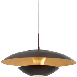 Eglo H&auml;ngeleuchte &raquo;NUVANO Pendellampe, Stahl, IP20, E27, Esstischlampe, Retro, H&auml;ngelampe&laquo; E27 H&auml;ngeleuchte, H110 x &Oslash;48 cm, braun, gold, 1X60W exkl. 