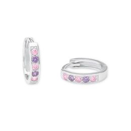 Amor Damen Paar Creolen &raquo;2021277&laquo; mit Zirkonia (synth.) rosa Silber 925 (Sterlingsilber)