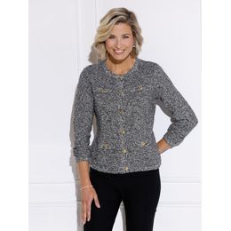 Classic Basics Damen Cardigan, grau, Gr. 38, gemustert, mehrfarbig, meliert, 100% Baumwolle, Strickjacken