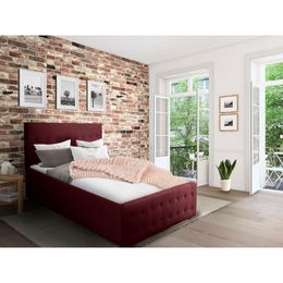 Home Affaire Polsterbett &raquo;Vaine&laquo; in 5 Breiten, auch in L&auml;nge 220 cm, incl. Roll-Lattenrost rot Samtoptik (100% Polyester) Liegefl&auml;che L&auml;nge B: 220cm x