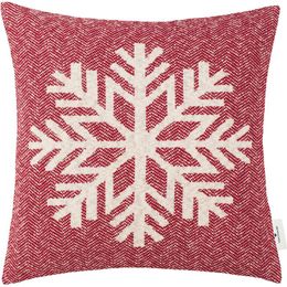 Tom Tailor HOME Dekokissen &raquo;Winter Snowflake&laquo; Kissenh&uuml;lle ohne F&uuml;llung, 1 St&uuml;ck rot Baumwolle B/L: 45cm x 45cm, 1 Stk.