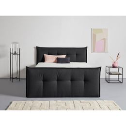 Home Affaire Boxbett &raquo;Kederleicht&laquo; inklusive Fu&szlig;teil, Bettkasten & Topper, in 4 Breiten und 2 H&auml;rtegraden grau Struktur, Liegefl&auml;che B/L: 160cm x 