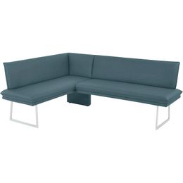 K+w Komfort & Wohnen K+W Komfort & Wohnen Eckbank mit Sattlernaht und schmaler Kufe, langer Schenkel rechts oder links blau B/H/T: 86cm x 60cm, Leder Longlife BRONCO, 