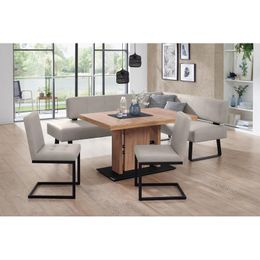 K+w Komfort & Wohnen K+W Komfort & Wohnen Essgruppe &raquo;Spider II&laquo; 4 Stk. tlg. langer Schenkel wahweise in 2 Breiten, 2 Freischwinger, 1 Tisch grau B/H/T: 88cm x 50cm, Leder 