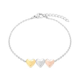 s.Oliver Damen s.Oliver Armband &raquo;Tricolor Hearts, Herz&laquo; 18cm, Edelstahl