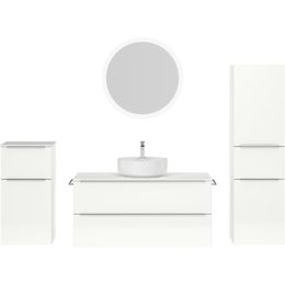 Nobilia Badm&ouml;bel-Set &raquo;Alvene&laquo; vormontiert, mit Soft-Close, 4 Stk. tlg. wei&szlig; B/H/T: 230cmcm x 187,2cmcm x 48,5cmcm, Griffe edelstahlfarbig