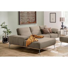 W.Schillig Ecksofa &raquo;run, Designsofa, bequem, L-Form&laquo; mit elegantem Holzsockel, F&uuml;&szlig;e in Chrom gl&auml;nzend, Breite 299 cm beige Longlife Xtra-Leder Z73: 