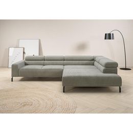 Home Affaire Ecksofa &raquo;Antonelli, L-Form, incl. Kopfteilverstellung, Breite 312 cm&laquo; mit elektrischer Sitztiefenverstellung, in Cord, stone grau 95% 