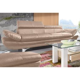 COTTA Polstergarnitur &raquo;Enterprise&laquo; Set, Set bestehend aus: 3-Sitzer mit Arm- & Kopfteilverstellung & Hocker braun Leder PAMPAS,mit Kopfteilverstellung