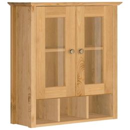 Home Affaire H&auml;ngeschrank &raquo;Vili&laquo; Badezimmerschrank, mit Glast&uuml;ren, Breite 60 cm, aus Massivholz beige B/H/T: 60cm x 65cm x 22cm