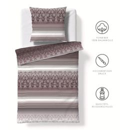 Fleuresse Bettw&auml;sche &raquo;Aspen&laquo; 2 Stk. Feinbiber mit Karo braun Feinbiber, Obermaterial: 100% Baumwolle B/L: 135cm x 200cm, 1 Stk., 1 Stk., Feinbiber, B/