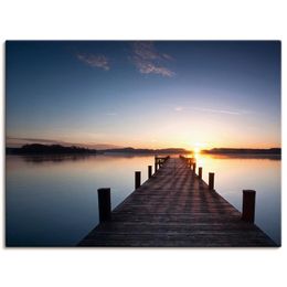 Artland Leinwandbild &raquo;Sonnenstrahlen - Sonnenuntergang&laquo; Gew&auml;sser 1 Stk. tlg. auf Holzrahmen gespannt blau Leinwand B/H/T: 80cm x 60cm, Leinwandbild Gew&auml;sser 