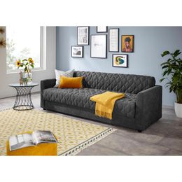 Home Affaire Schlafsofa &raquo;Kelly&laquo; Topper inklusive; mit Federkern, Bezug ist abnehmbar grau B/H/T: 226cm x 78cm x 86cm, Microfaser