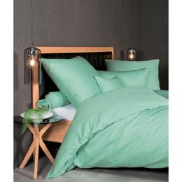 Janine Bettw&auml;sche &raquo;Colors&laquo; 2 Stk. feinf&auml;dige uni Bettw&auml;sche f&uuml;r alle Jahreszeiten, Markenrei&szlig;verschluss gr&uuml;n Mako-Satin, Obermaterial: 100% Baumwolle B/L: 