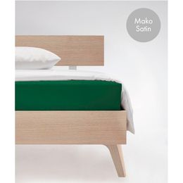Fleuresse Spannbettlaken &raquo;Colours in Gr. 90x200, 140x200 oder 180x200 cm&laquo; Mako Satin, f&uuml;r Matratzen bis 23 cm H&ouml;he, Bettlaken, Spannbetttuch gr&uuml;n Mako
