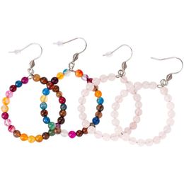 Firetti Damen Ohrhaken-Set &raquo;Schmuck Geschenk Silber 925 Ohrschmuck Ohrringe Edelsteine&laquo; Made in Germany - mit Achat, Rosenquarz bunt 42mm, Silber 925 