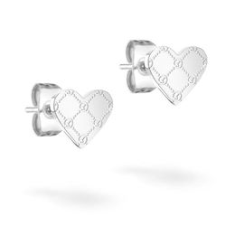 Tamaris Damen Paar Ohrstecker &raquo;The T-Pattern Heart, Herzen&laquo; silber Edelstahl