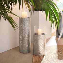 OTTO home Windlicht Bodenwindlicht, aus Metall, mit Glaseinsatz, ideal f&uuml;r Stumpenkerzen silber Metall B/H/T: 51cm