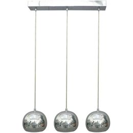 Salesfever H&auml;ngeleuchte &raquo;Ava&laquo; E27 Lampenschirme aus verchromten Metall im Glanz-Design grau 3, &Oslash; 18cm H: 120cm
