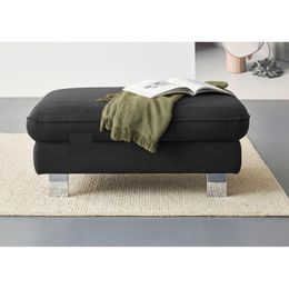 COTTA Hocker &raquo;Driver&laquo; mit edlen Metallf&uuml;&szlig;en schwarz 100% Polyester B/H/T: 101cm x 46cm x 65cm, Flachgewebe LEINENOPTIK