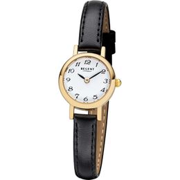 Regent Uhren Regent Damen Quarzuhr Armbanduhr, Damenuhr, Mineralglas, Lederarmband, &Oslash; ca. 20mm, analog schwarz Einheitsgr&ouml;&szlig;e