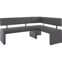 OTTO home Eckbank &raquo;Charissa&laquo; in 3 Gr&ouml;&szlig;en, verschiedene Qualit&auml;ten grau Holzwerkstoff, Massivholz B/H/T: 190cm x 90cm x 140cm, Strukturstoff, langer 