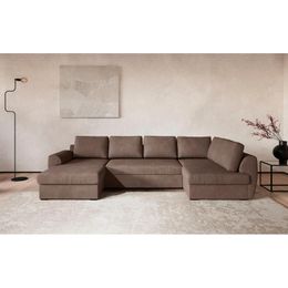 COTTA Wohnlandschaft &raquo;Drift U-Form&laquo; optional auch mit Schlaffunktion, Wellenunterfederung braun 96% POLYESTER (PES) 4% POLYAMID(PA) B/H/T: 327cm x 