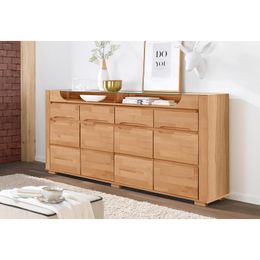 OTTO home Sideboard &raquo;Denis&laquo; Breite 200 cm beige Holzwerkstoff B/H/T: 200cm x 95cm x 40cm, Holzwerkstoff Kernbuchefarben (Korpus)/ Massivholz Kernbuche