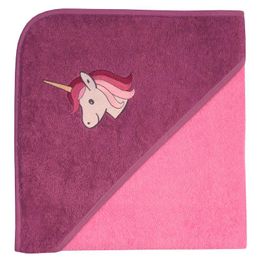 W&ouml;rner Kapuzenhandtuch &raquo;Einhorn&laquo; mit Kapuze, maschinenwaschbar, trocknergeeignet rosa Frottee, Frottee B/L: 100cmx100cm, 1 Stk., Frottee