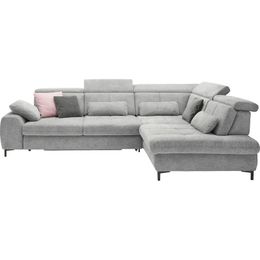 set one by Musterring Ecksofa Kaltschaumpolsterung, Flachgewebe, whlw. mit Funktionen, Sitzh&ouml;he 49 grau 100% Polyester B/H/T: 317cm x 86cm x 220cm, 