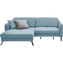 set one by Musterring Ecksofa &raquo;SO 4400 V&laquo; wahlweise mit motorischer Bettfunktion & Kopfverstellung, Fu&szlig; schwarz blau 100% Polyester B/H/T: 259cm x 