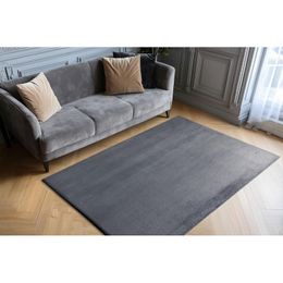 Obsession Fellteppich &raquo;Infinity 200&laquo; rechteckig 40 mm H&ouml;he Kunstfel, Uni Farben, Kaninchenfell Haptik, supersoft grau Polyester B : 160cm 1 Stk., 40mm, L: 230cm