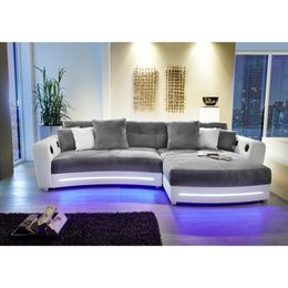 Jockenh&ouml;fer Ecksofa &raquo;Laredo L-Form, B: 322 cm, Heimkino f&uuml;r die ganze Familie&laquo; mit RGB-LED-Beleuchtung, Soundsystem & Zierkissen grau Kunstleder Softlux / Luxus-