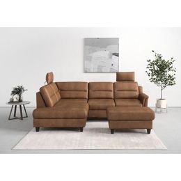 Sit & More sit&more Ecksofa &raquo;Far&ouml; L-Form&laquo; inklusive Federkern, wahlweise mit Schlaffunktion und Bettkasten braun B/H/T: 251cm x 90cm x 187cm, Microfaser, 
